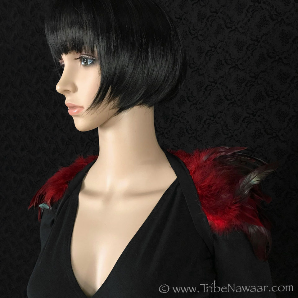 Rich Red Premium Theatrical Feather Collar - Tribe Nawaar