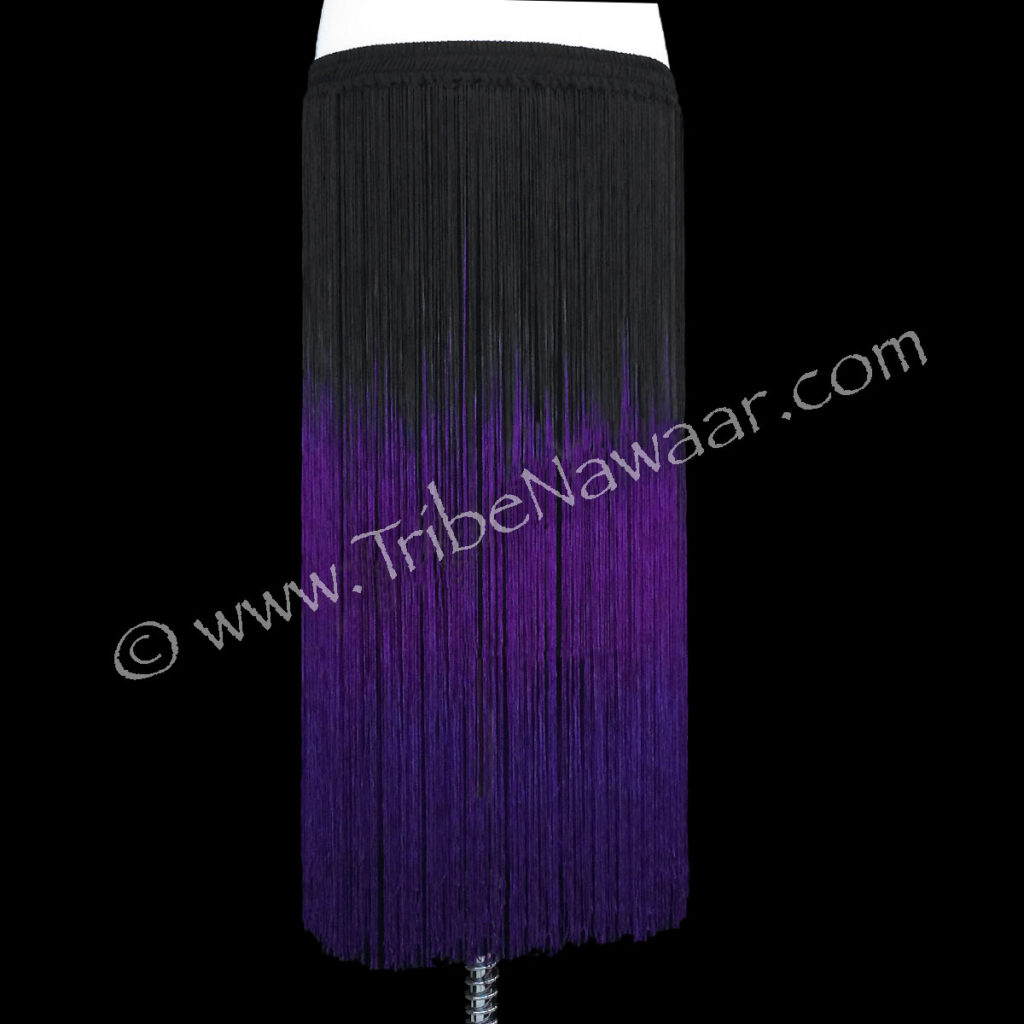 Violet Purple & Black Long Fringe Belt - Tribe Nawaar