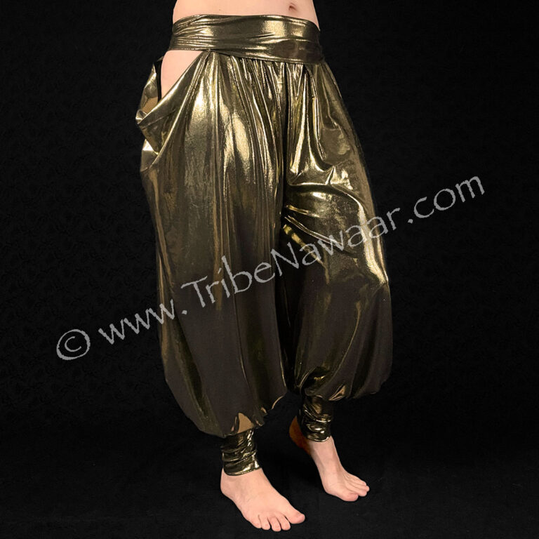 Liquid Gold Turkish Pants With Open Hip - Tribe Nawaar
